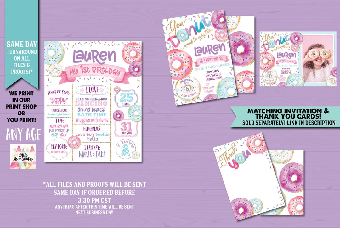 Donut First Birthday Poster. Donut Birthday Poster. Donut Party ...