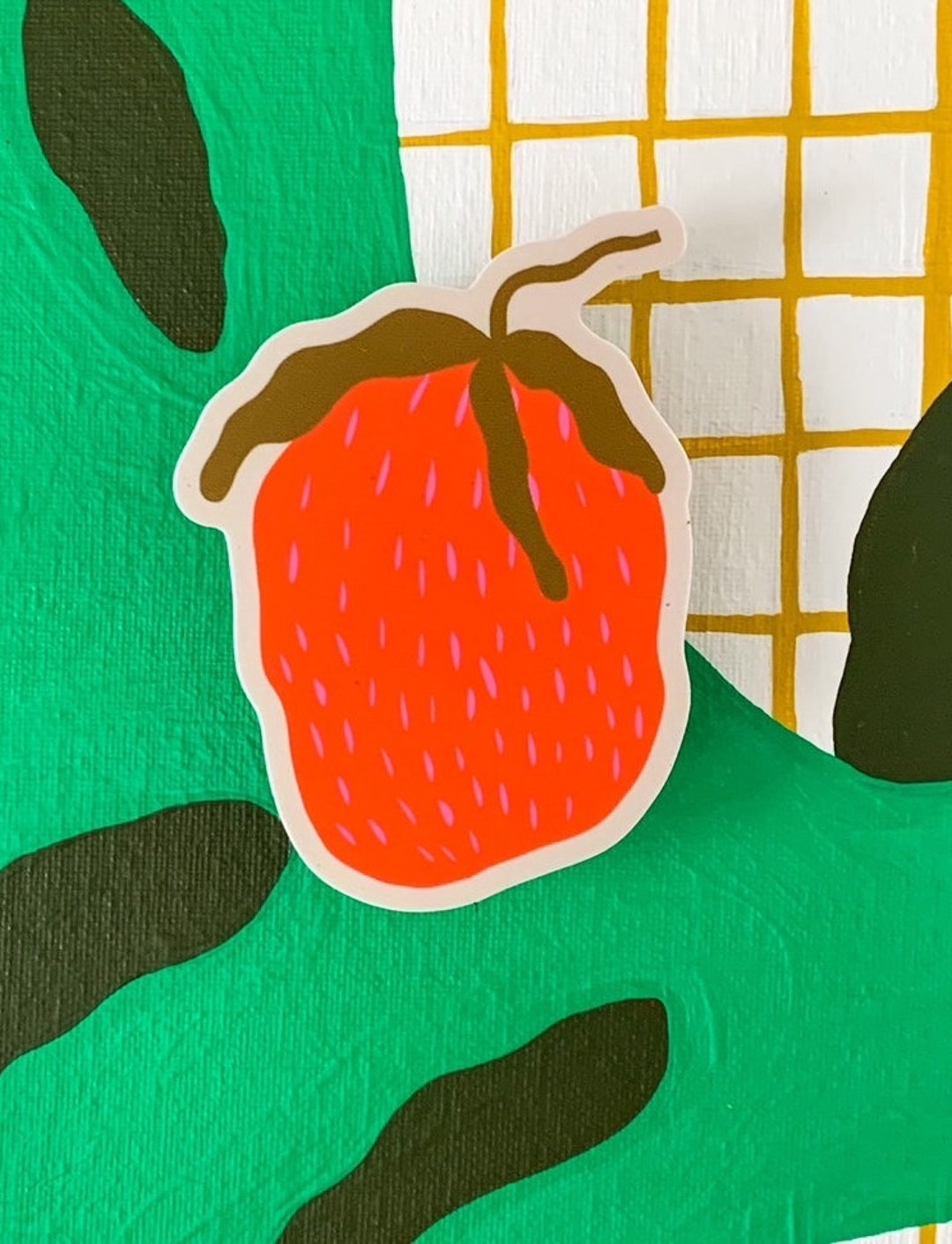 Wonky Strawb Vinyl Sticker - Etsy