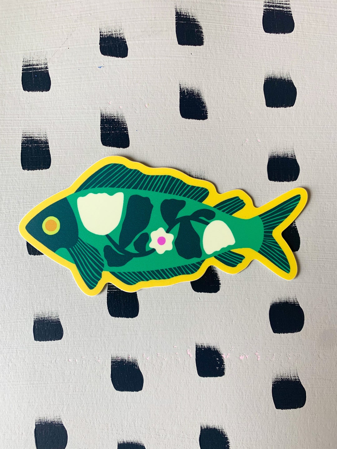 Folk Fish Vinyl Sticker - Etsy