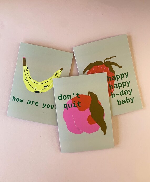 Fruit Blob Greeting Cards // Three Designs // Sold Separately - Etsy