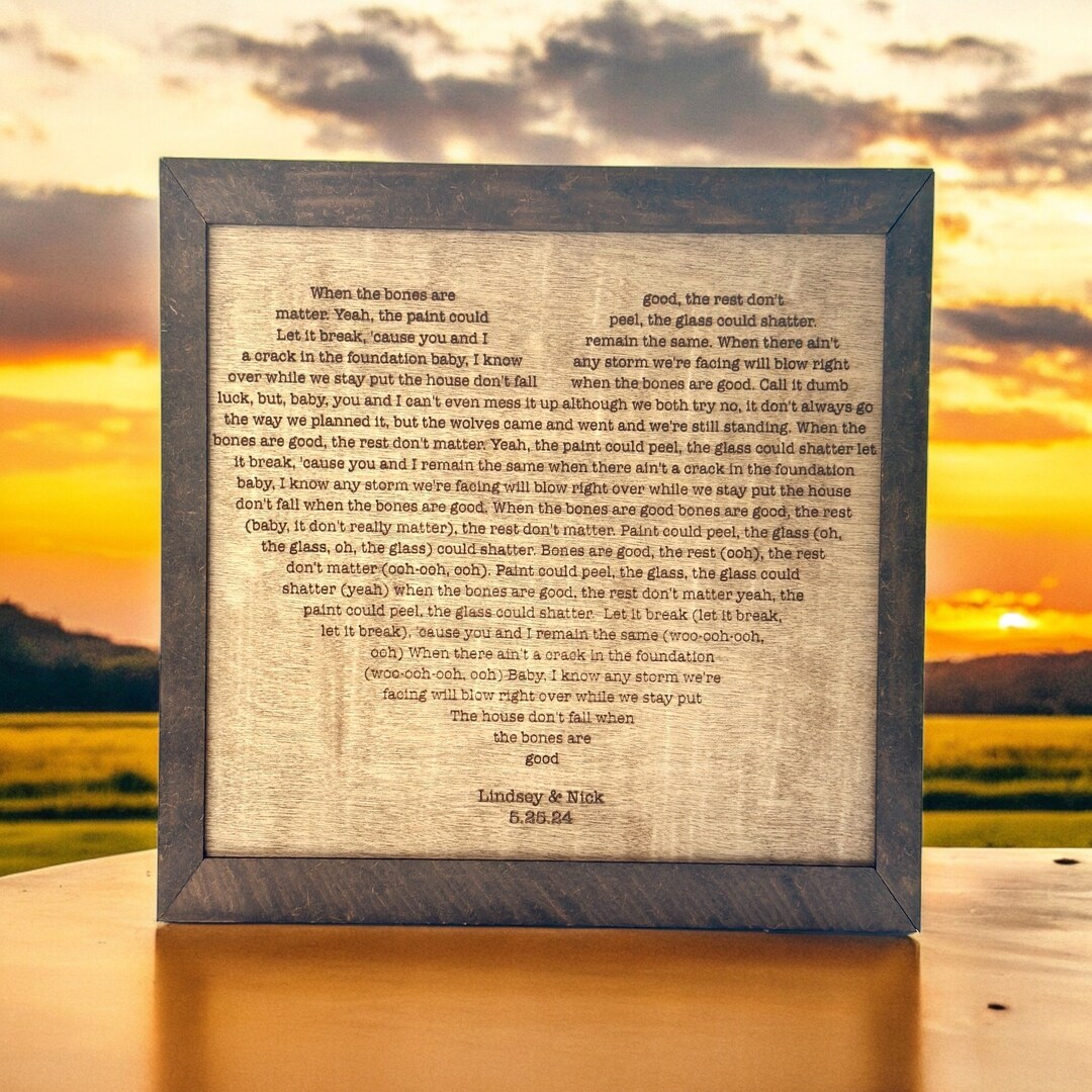 Song Lyric Wedding Sign | Laser Engraved Wedding Sign | Song Lyrics ...