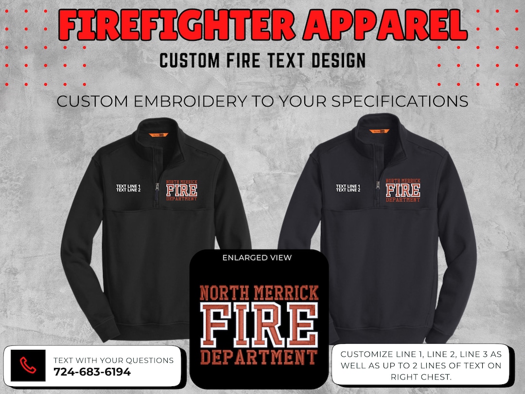 Custom Firefighter 1/4 Zip Job Shirt, Personalized Apparel - Etsy