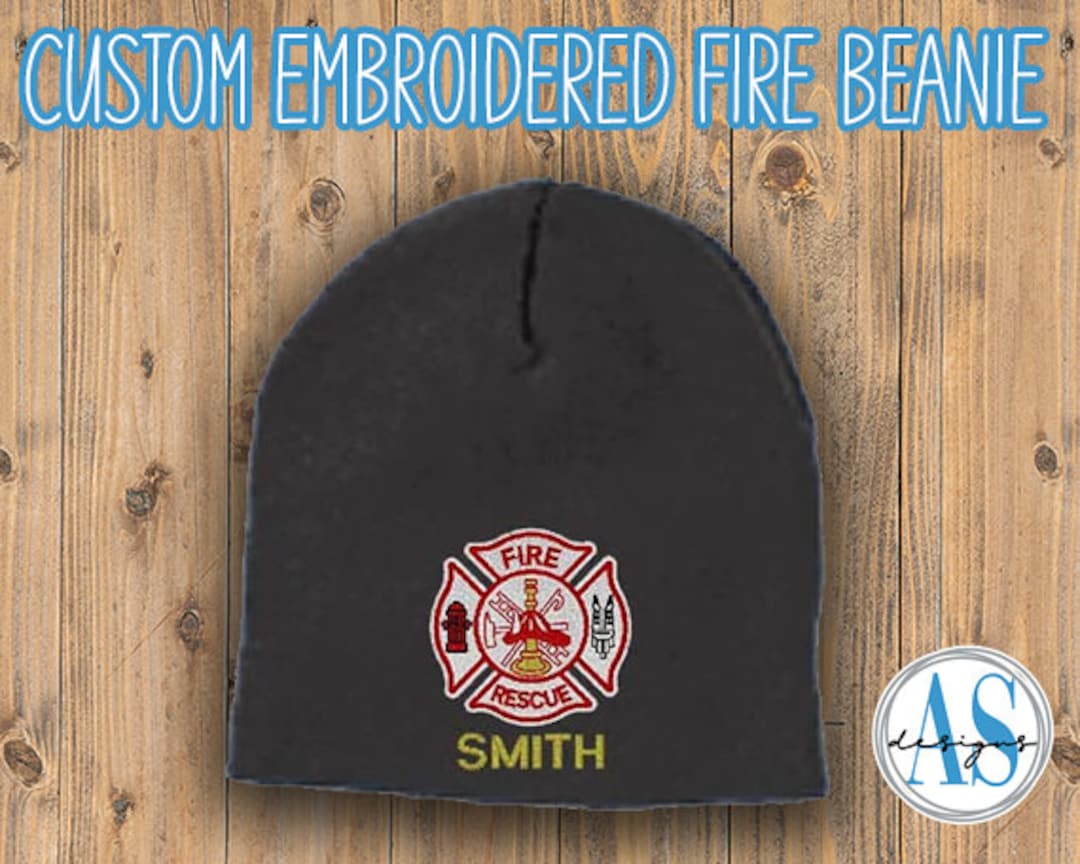 Custom Embroidered Firefighter Beanie, Fire Beanie, Firefighter Gift ...