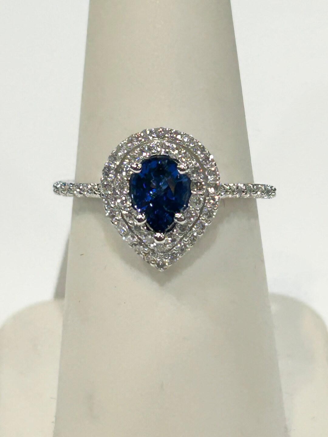 Sapphire and Diamond Halo Ring - Etsy