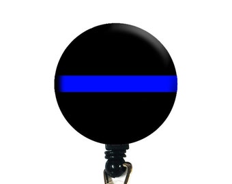 Police Thin Blue Line ID Badge Nurse Retractable Badge Reels/ - Etsy