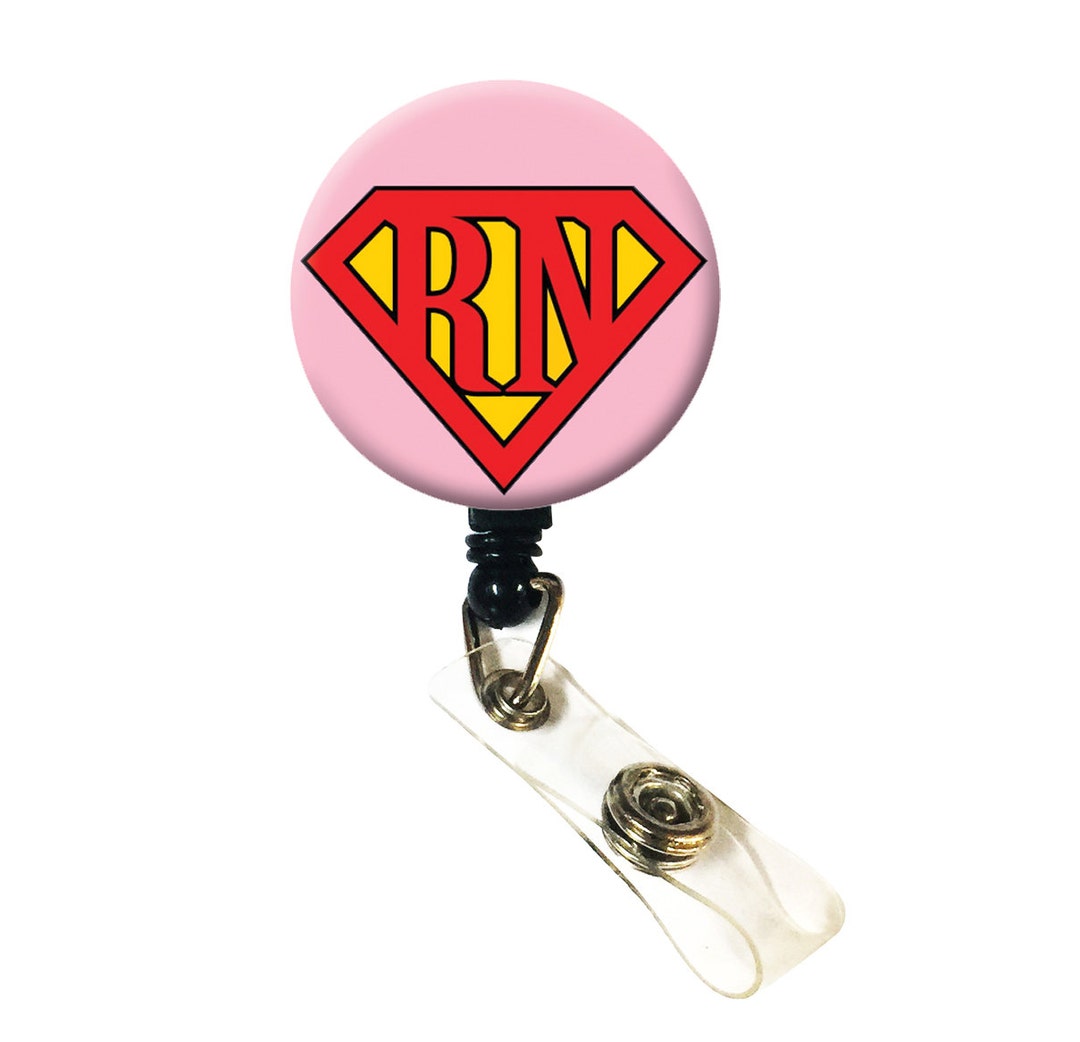 Pink Super RN ID Badge Nurse Retractable Badge Reels/ ID Badge Holder ...