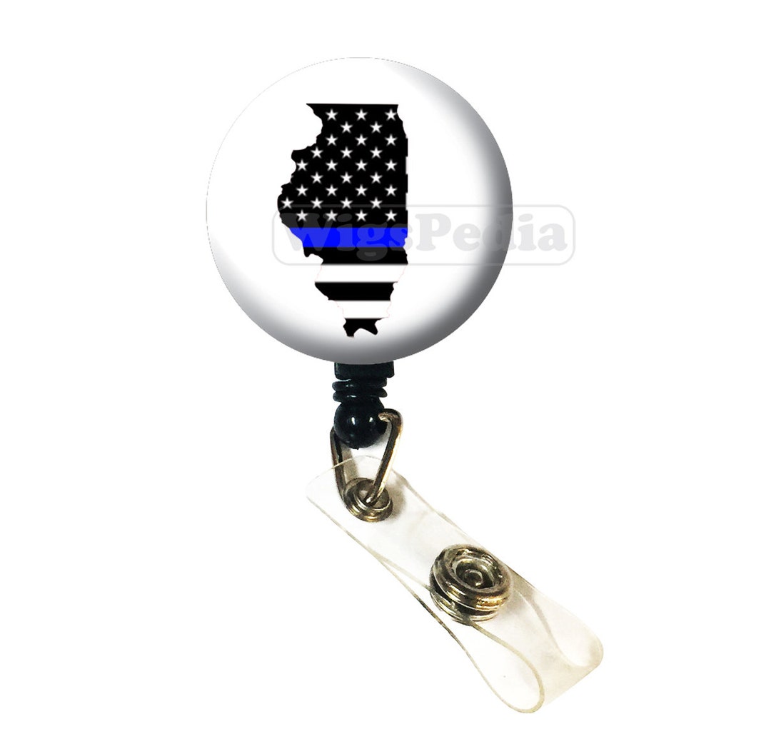 Police Thin Blue Line ID Badge Nurse Retractable Badge Reels/ ID Badge ...