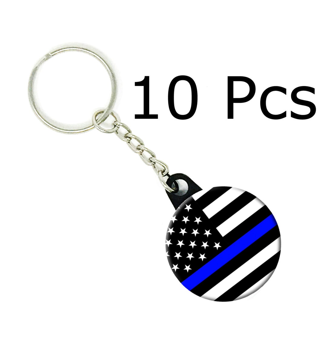 Bulk 10 Pieces Police Thin Blue Line Keychain Flag - Etsy