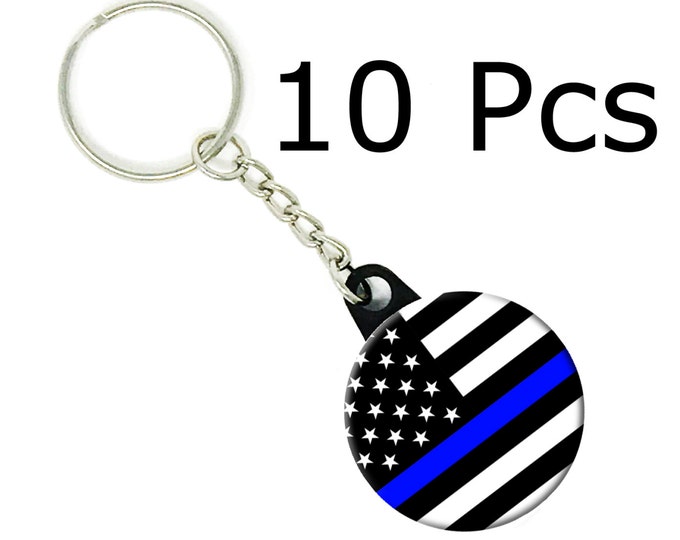 Bulk 10 Pieces Police Thin Blue Line Keychain - Flag - Etsy
