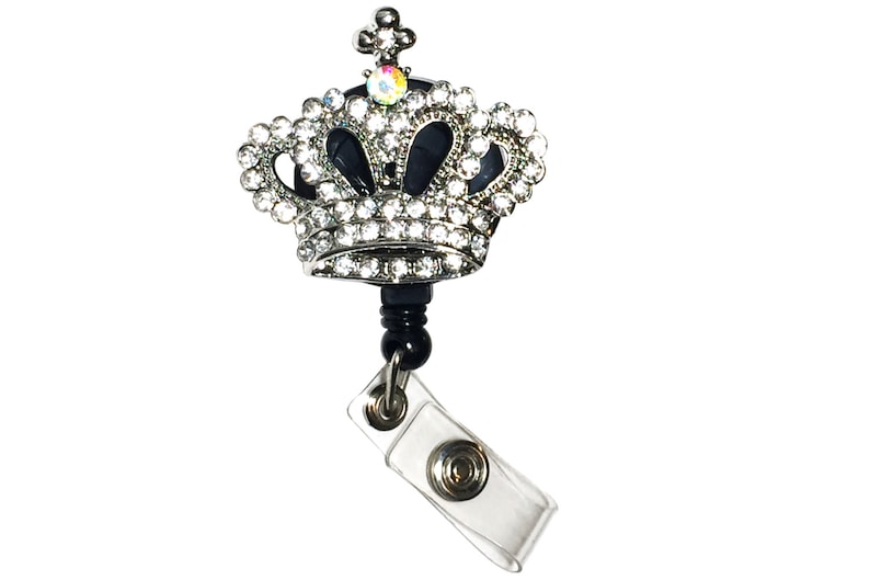 Princess Crown Rhinestone ID Badge Holder Retractable Reel - Etsy