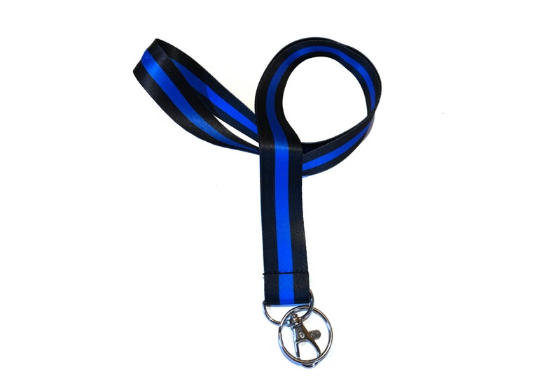 Police Thin Blue Line Neck Lanyard With Split Ring Keychain | Etsy