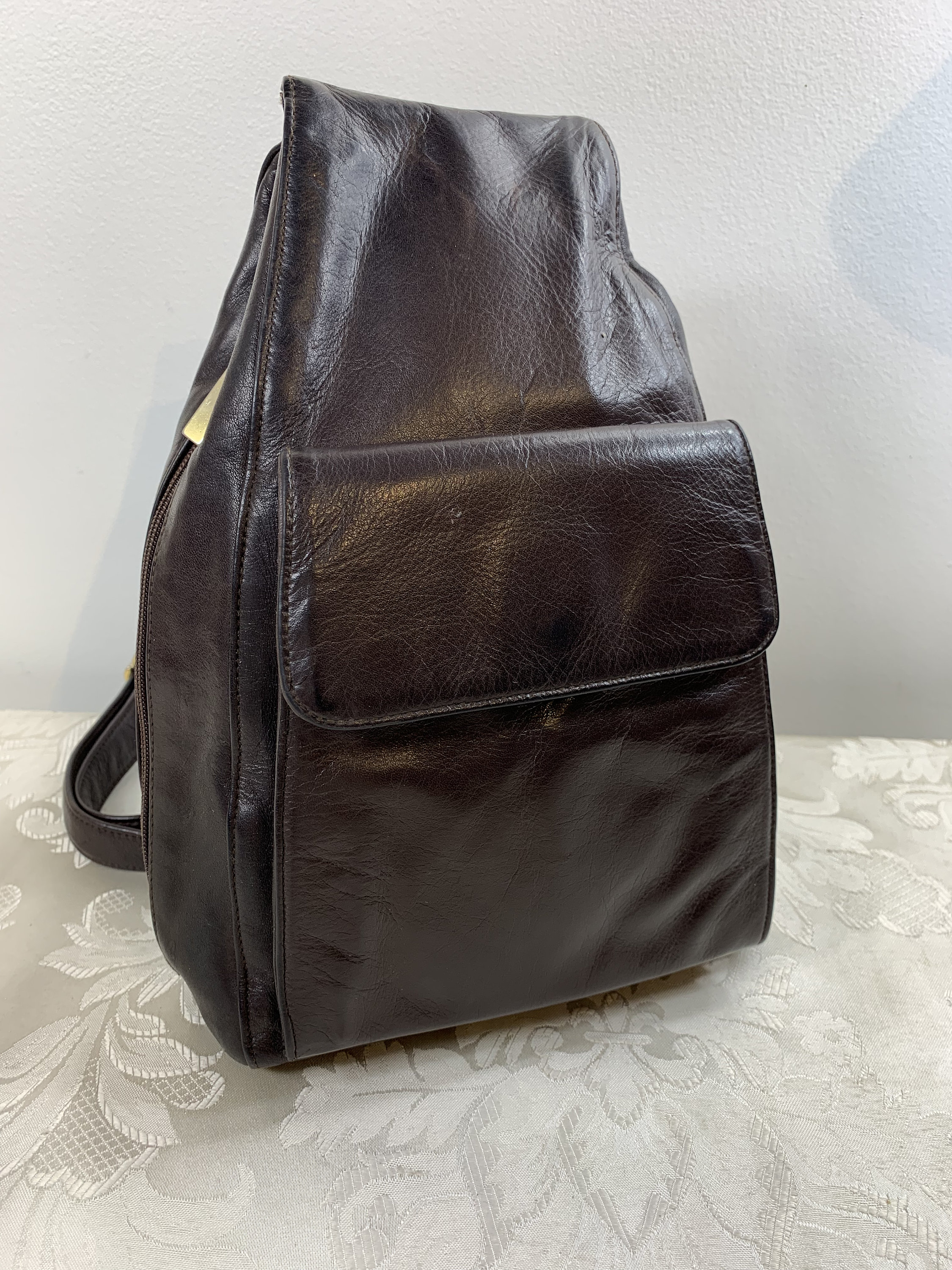 Leather backpack Brown leather backpack Stylish back sack | Etsy