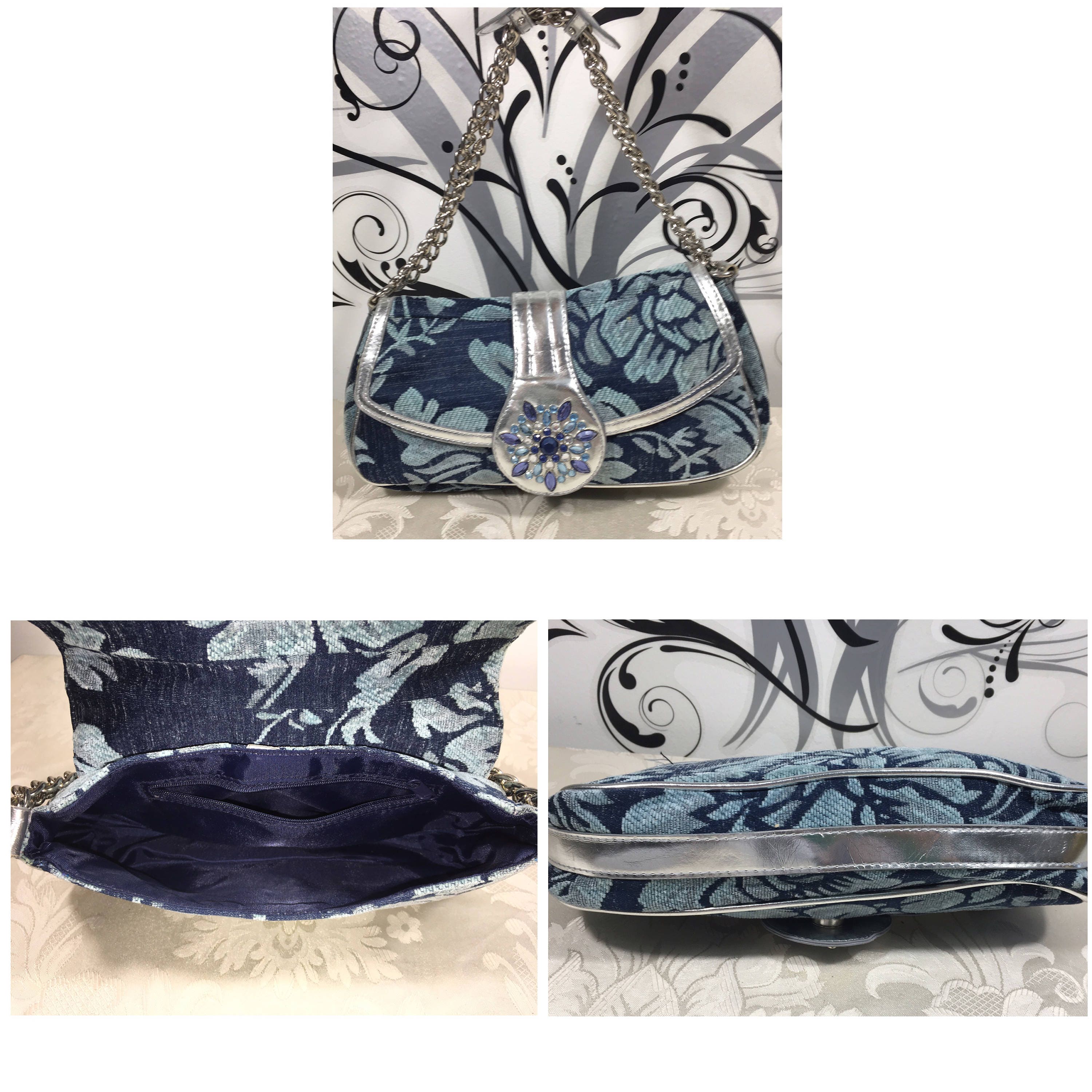 Blue Purse, Floral Purse, Fabric Purse, Hippie Bag, Roomy Purse, Cute ...