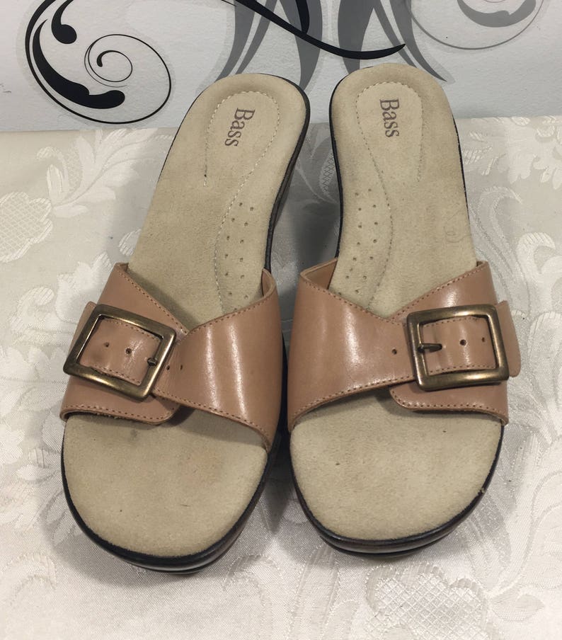 Bass Sandals, Leather Sandals, Brown Sandals, Size 8 Sandals, Slide on ...
