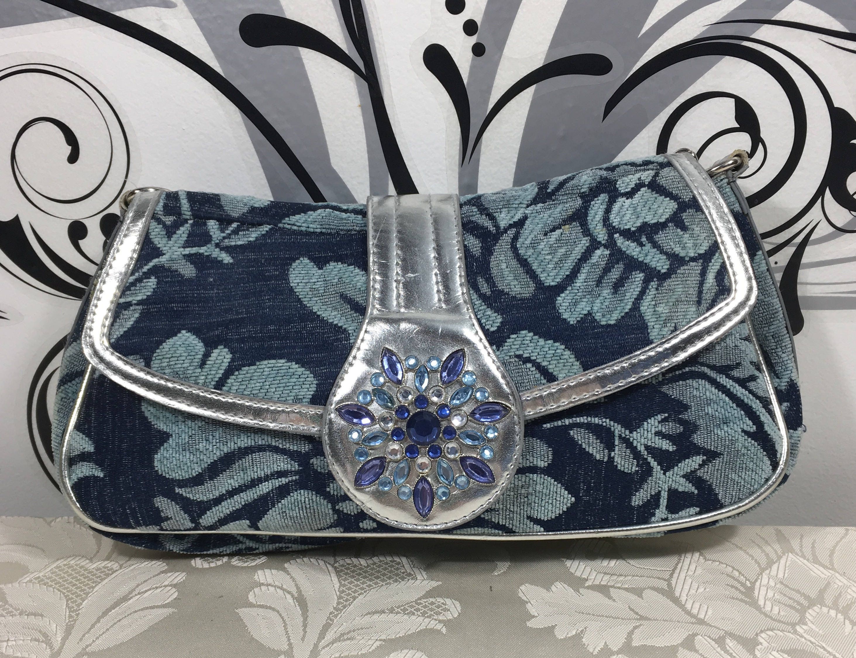 Blue Purse, Floral Purse, Fabric Purse, Hippie Bag, Roomy Purse, Cute ...