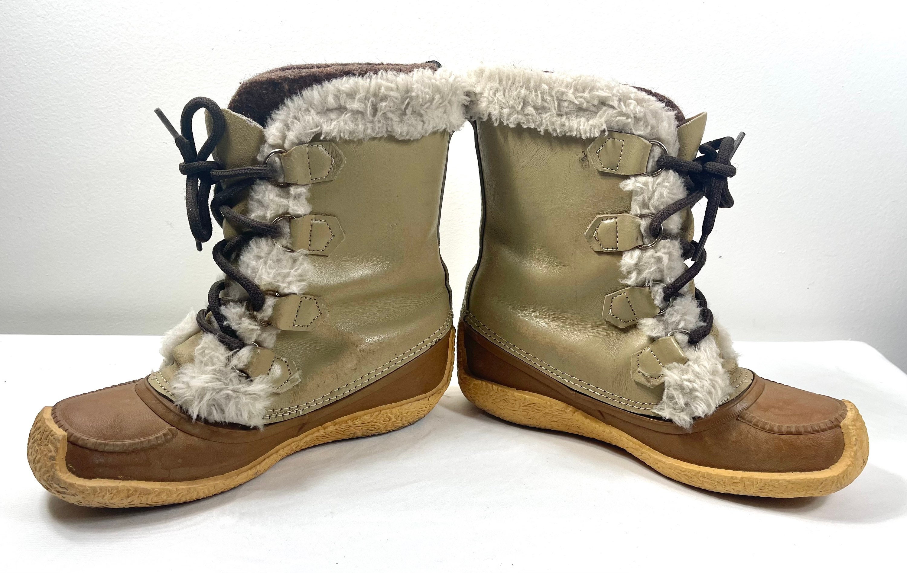 Vintage Winter Boots, Women’s Leather Boots, Wool Insulated Winter Shoe ...
