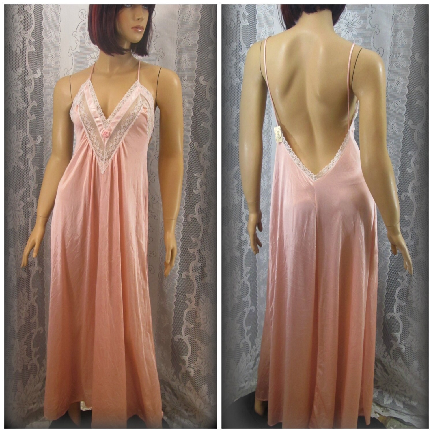 1951 Sexy Nightgown Long Nightgown Sexy Lingerie Pink Etsy