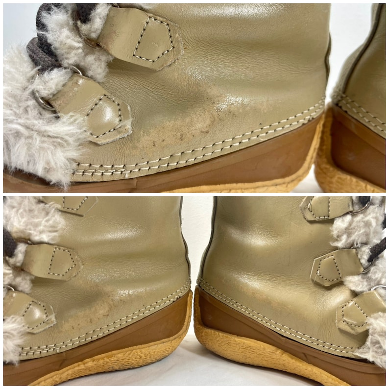 Vintage Winter Boots, Women’s Leather Boots, Wool Insulated Winter Shoe ...