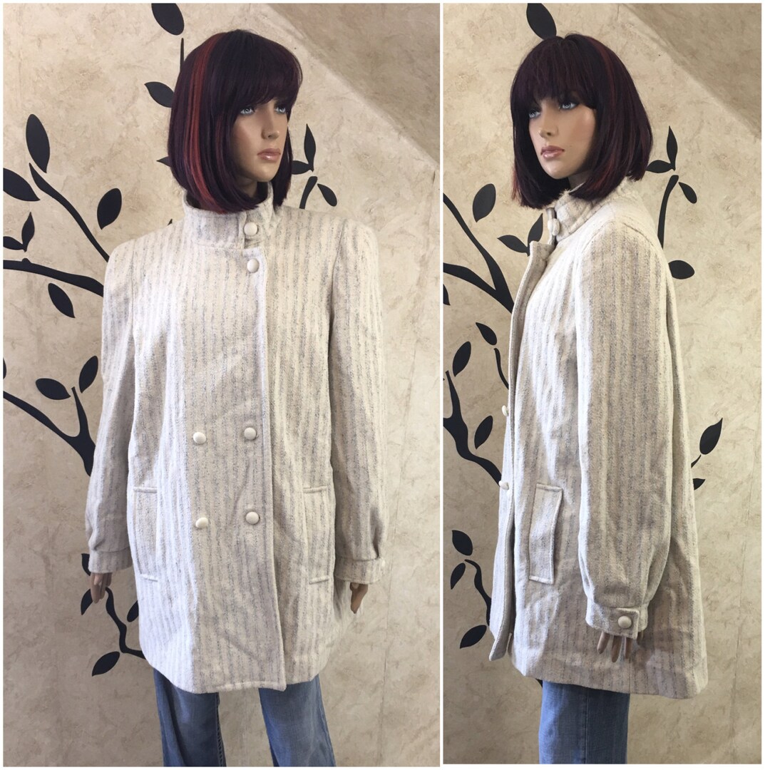 White Wool Coat, White Pea Coat, Warm Coat, Winter Coat, Plus Size Coat ...