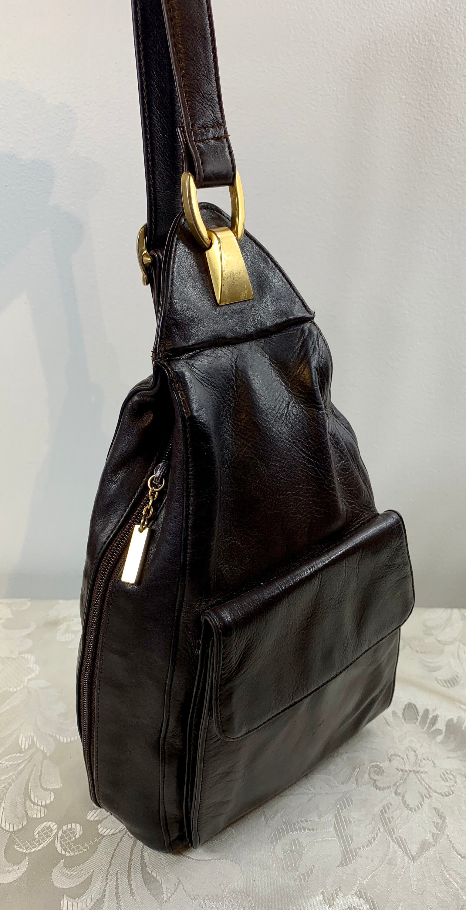 Leather backpack Brown leather backpack Stylish back sack | Etsy