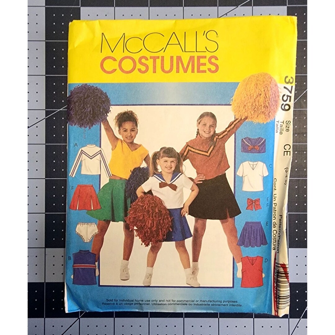 Mccall's 3759 Girl's Cheerleading Costume Pattern Size 3, 4, 5 - Etsy