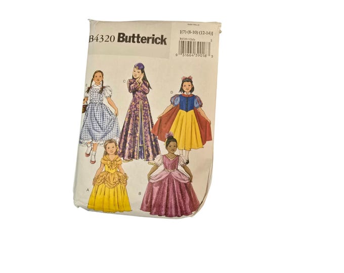 Butterick B4320 Girls Princess Costume Sewing Pattern Sizes 6-12 Fairy ...