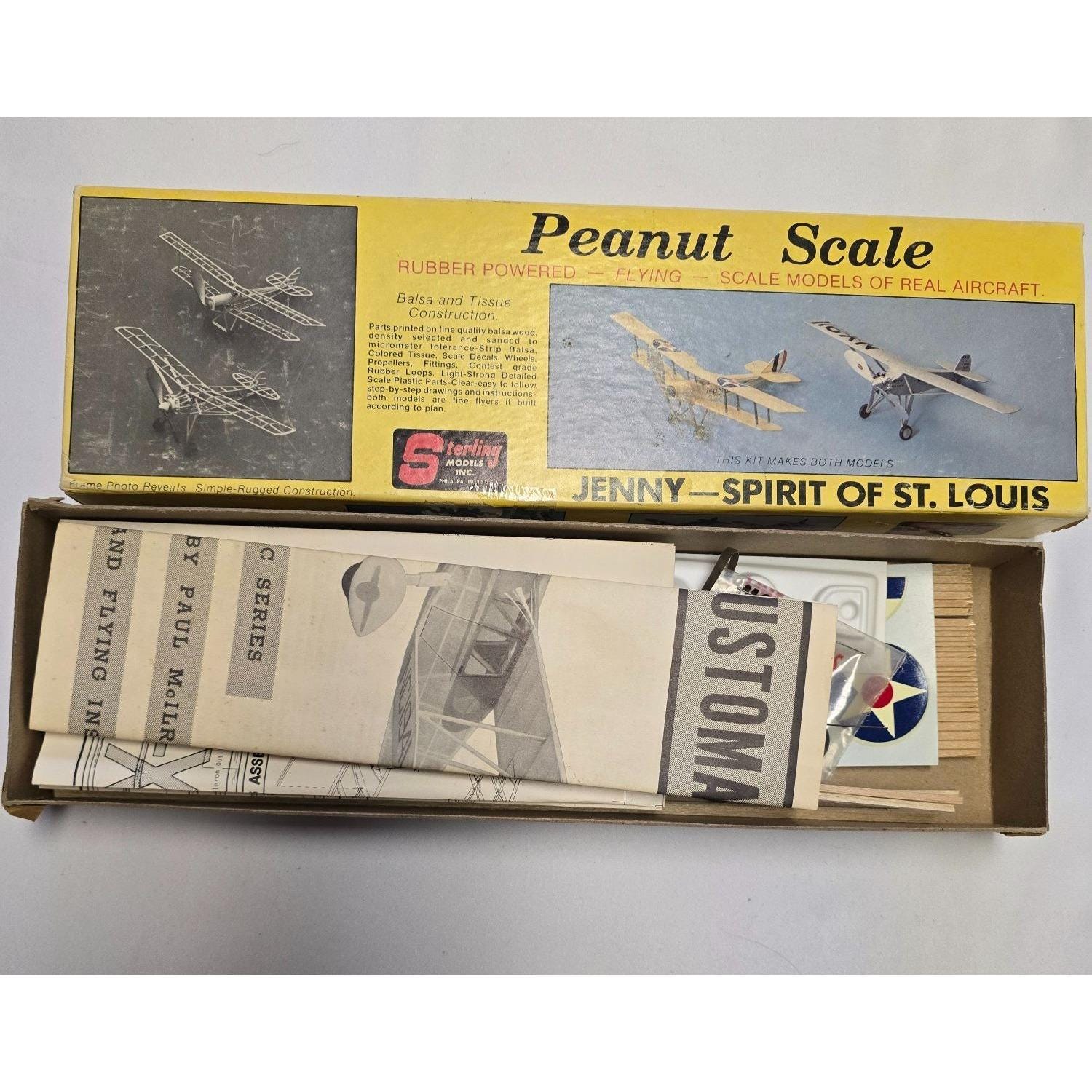 Rubber-powered Flying Peanut Scale Model Kit Jenny & Spirit of St ...