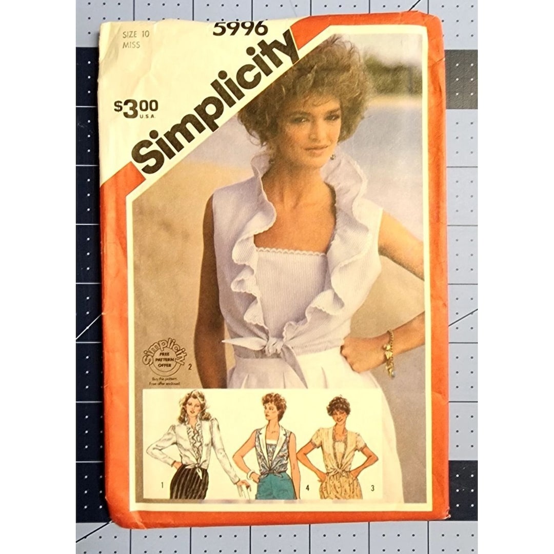 1980s Vintage Simplicity Sewing Pattern 5996 Camisole Top Jacket Size ...