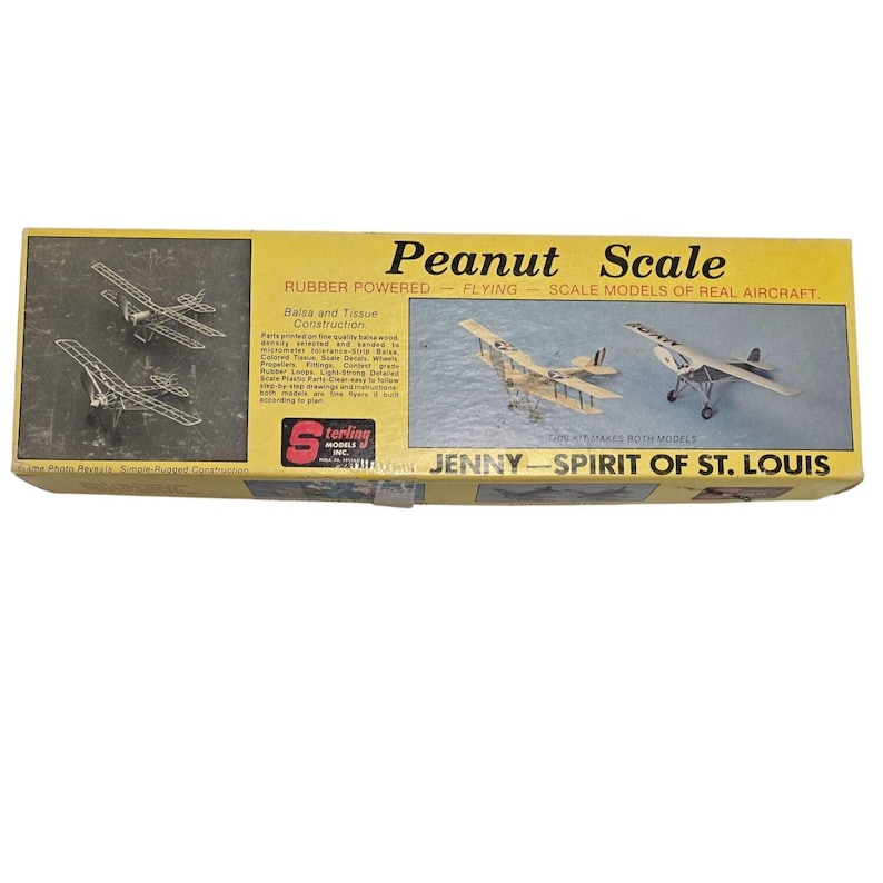 Rubber-powered Flying Peanut Scale Model Kit Jenny & Spirit of St ...