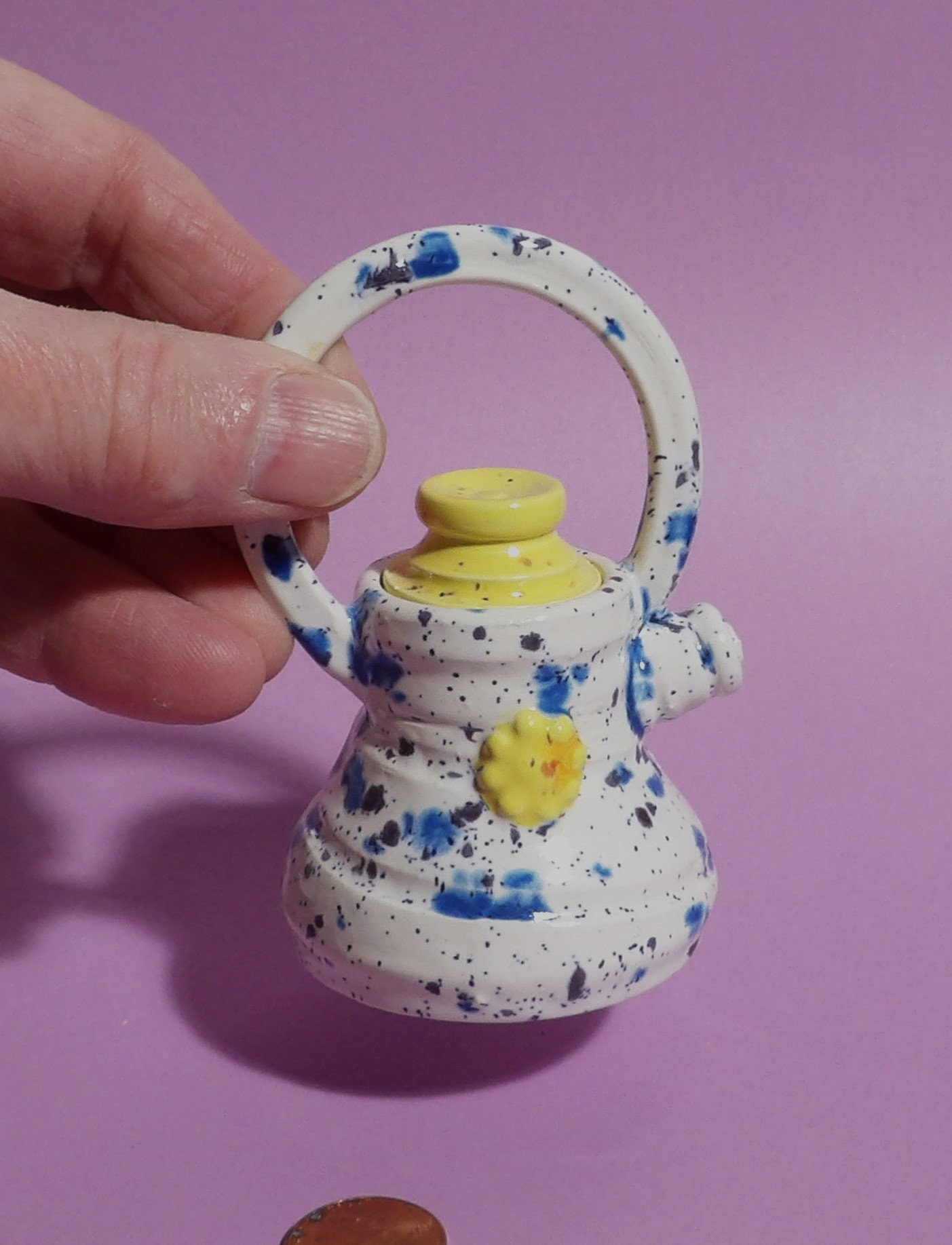 Mini Teapot, Hand Thrown, One of a Kind, Non Pouring, Lid Comes Off ...