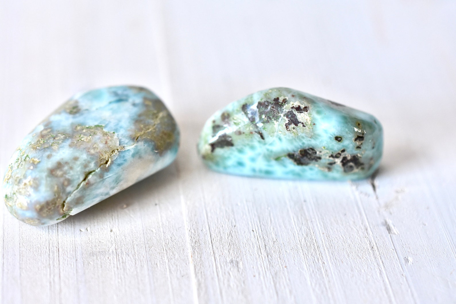 Pair of Larimar Crystals Raw Geodes for Reiki Magic Healing | Etsy