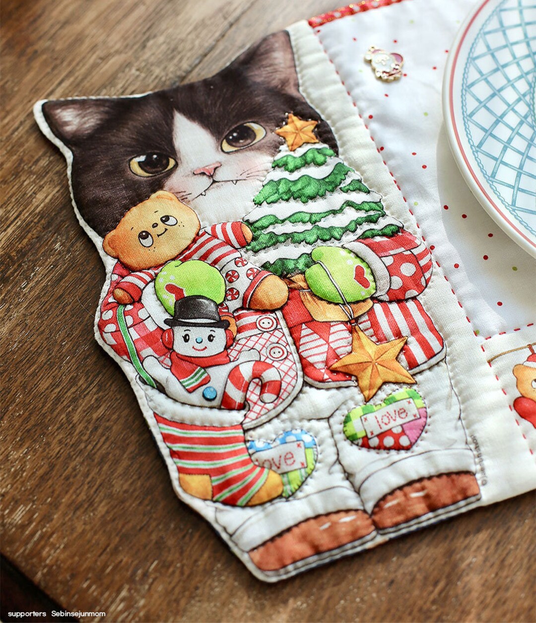 JAWS&ANKO in Xmas big approximately 90x75cm, Woven, Linencotton DIY ...