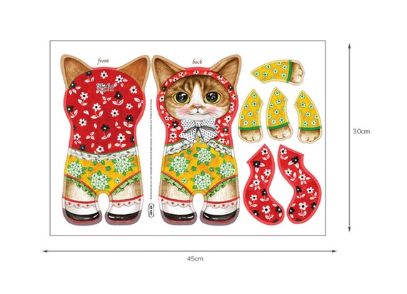 ET the Cat woven Linencotton 45x30cm DIY Fabric for | Etsy