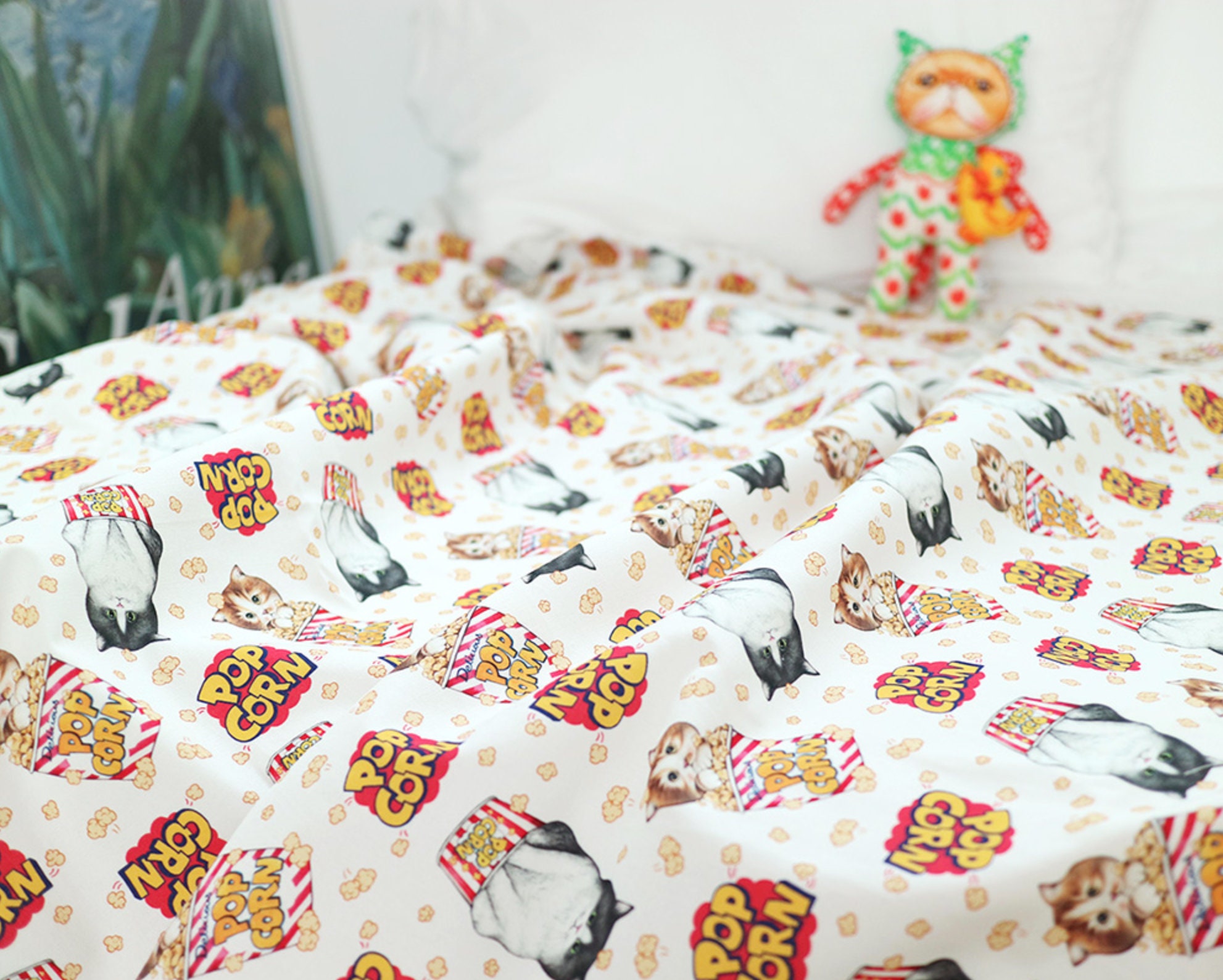 DIY Fabric Popcorn Cat woven Oxford 145x90cm - Etsy