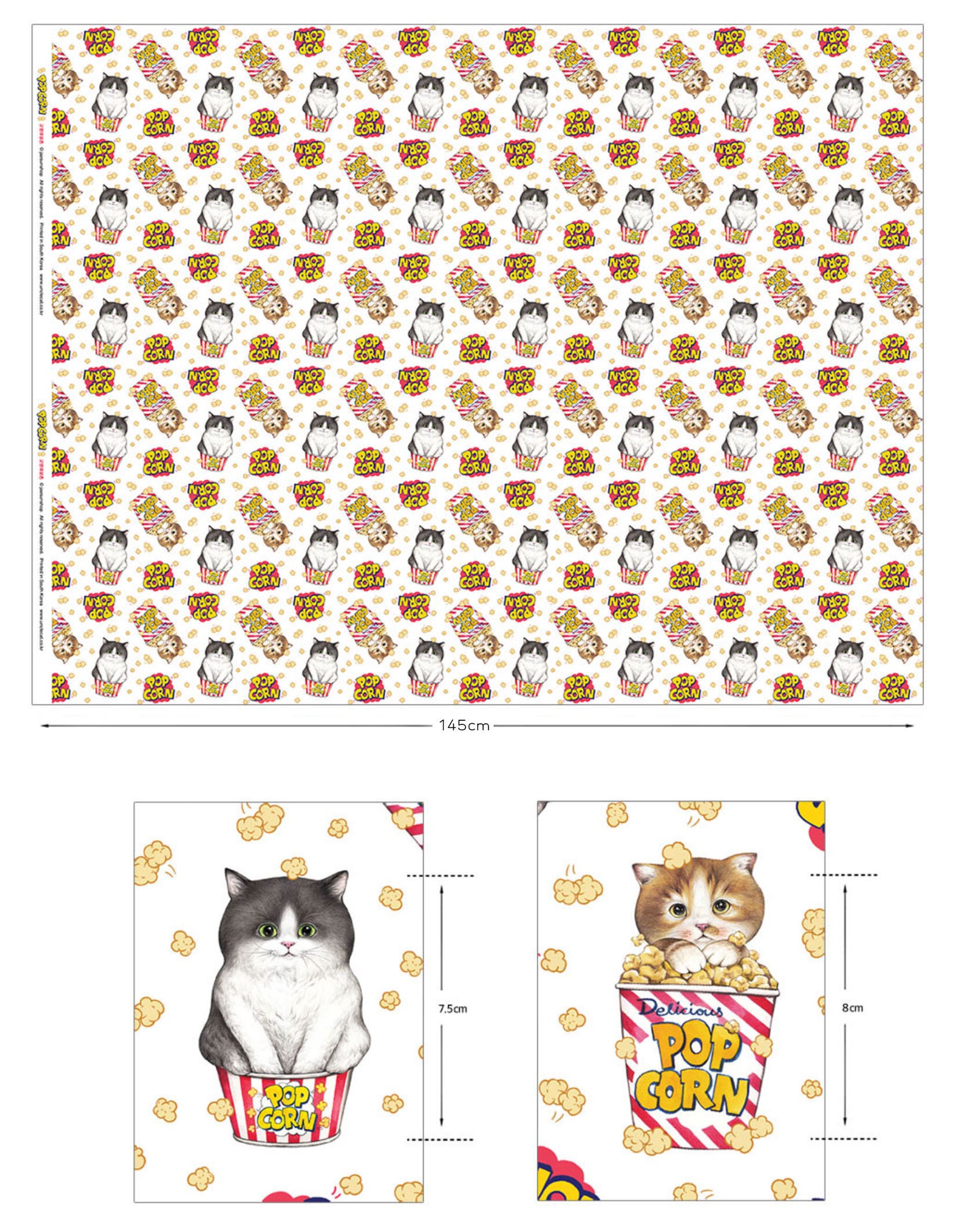 DIY Fabric Popcorn Cat woven Oxford 145x90cm - Etsy