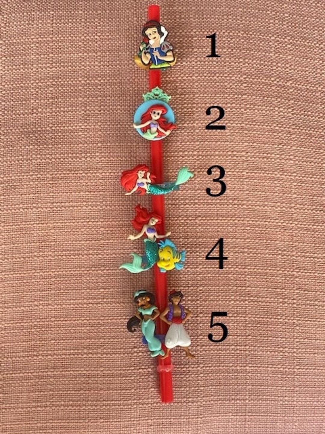 Disney Princess Straw Toppers Glitter Snow White Ariel Aladdin ...