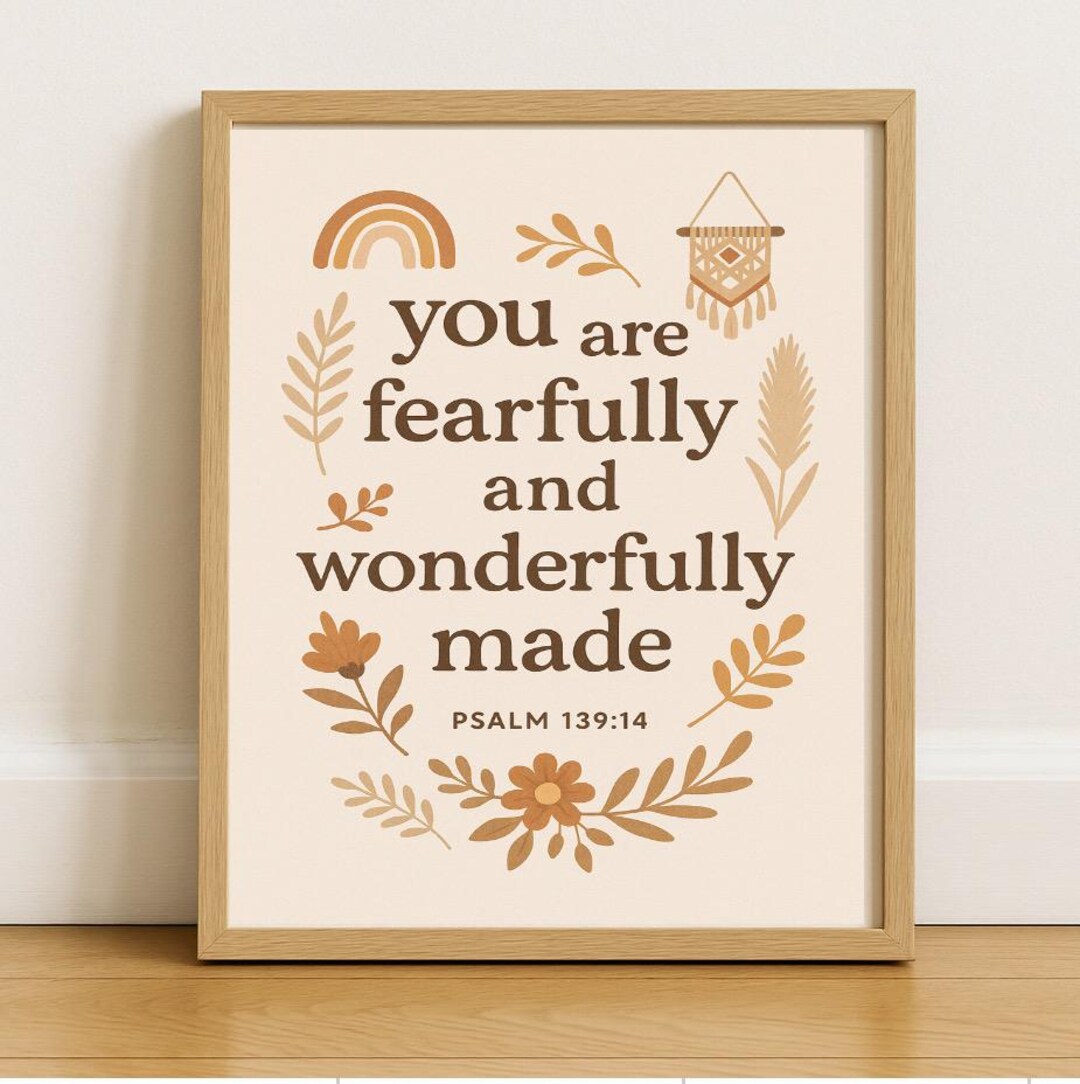 You Are Fearfully & Wonderfully Made | – Boho Kids Room Printable ...