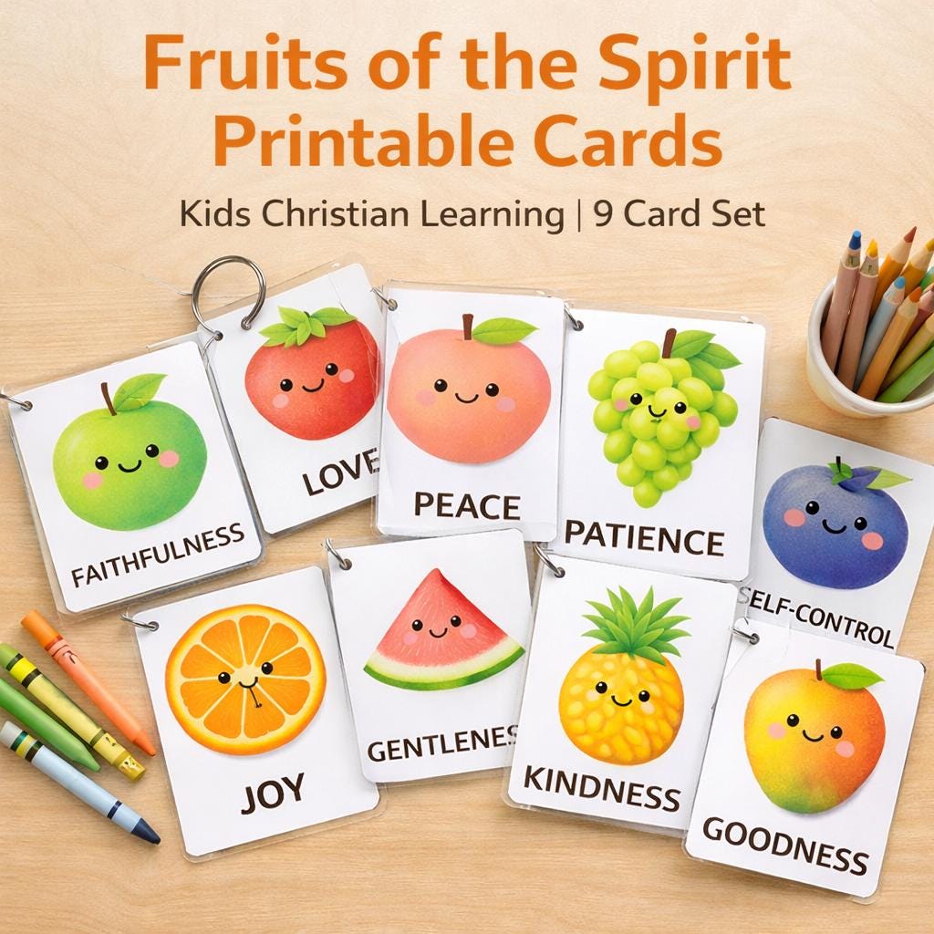 Fruits of the Spirit Printable Cards for Kids | Christian Flash Cards ...