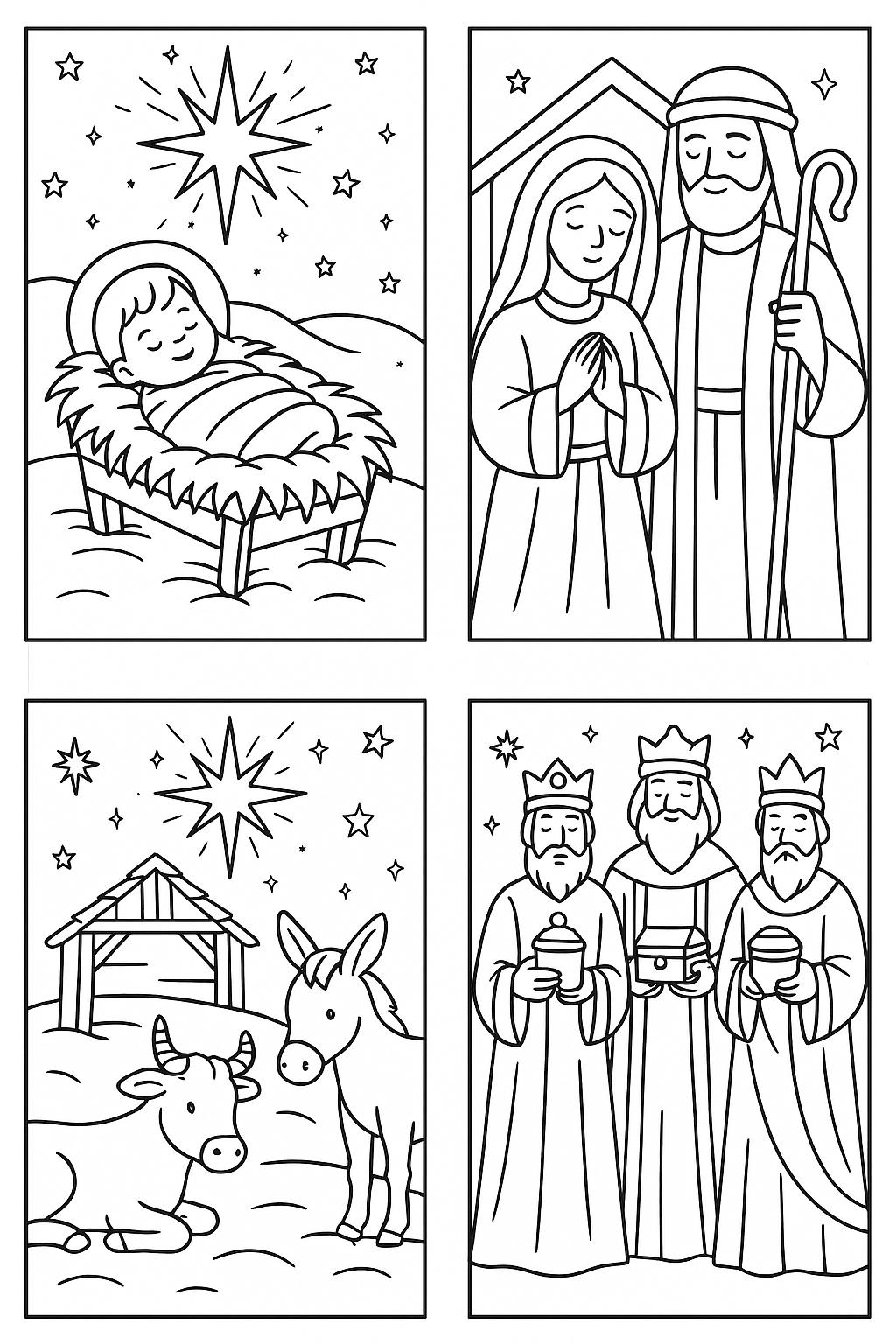 Kids Nativity Coloring Pages • 10 Page Printable Christmas Story ...