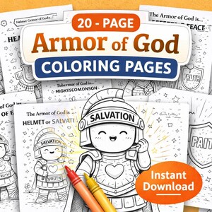Armor of God Coloring Pages for Kids – 20 Page Christian Printable ...