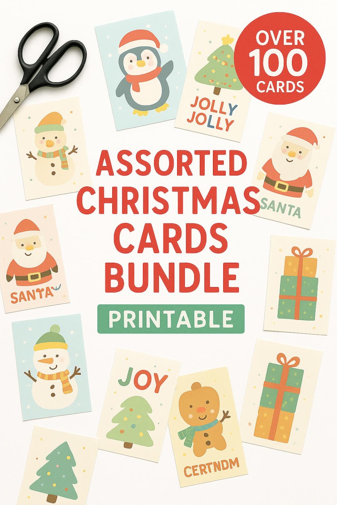 Kids DIY Christmas Cards – 100+ Printable Holiday Card Bundle (digital ...