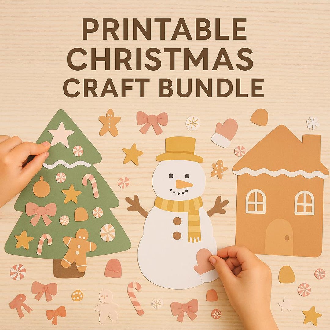 Christmas Craft Bundle – Printable Cut & Glue Holiday Activity (digital ...