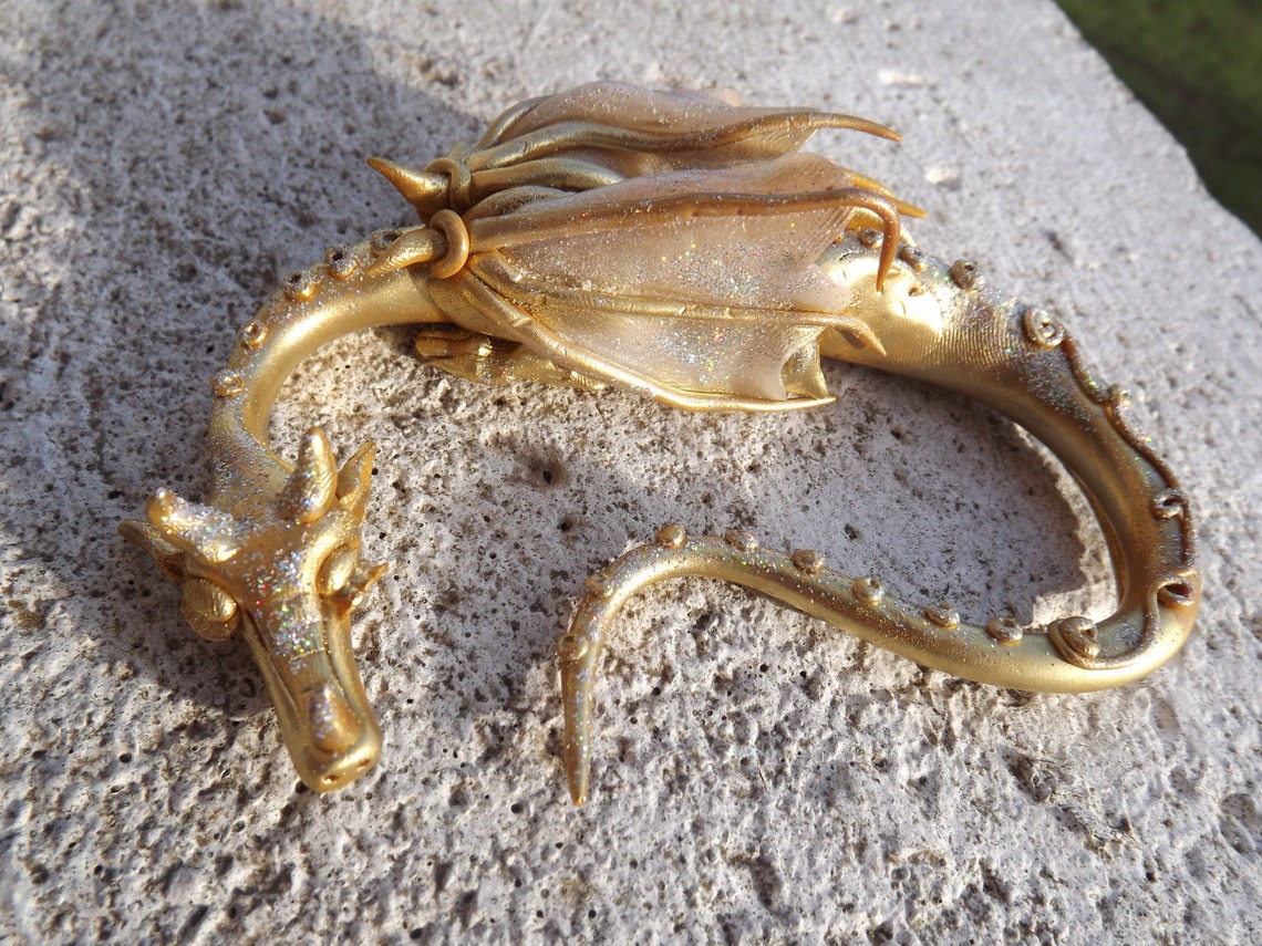 Little Sleepy Gold Dragon - Etsy Australia