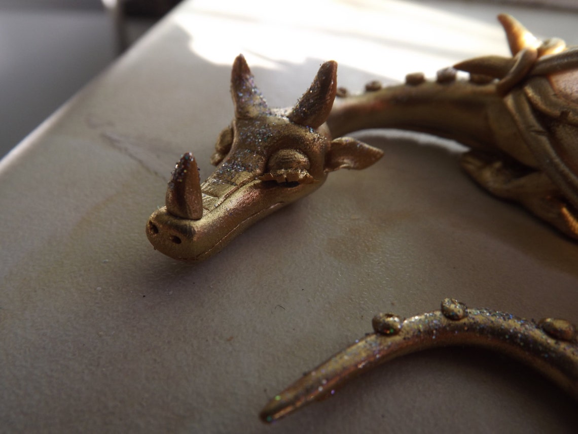 Little Sleepy Gold Dragon - Etsy