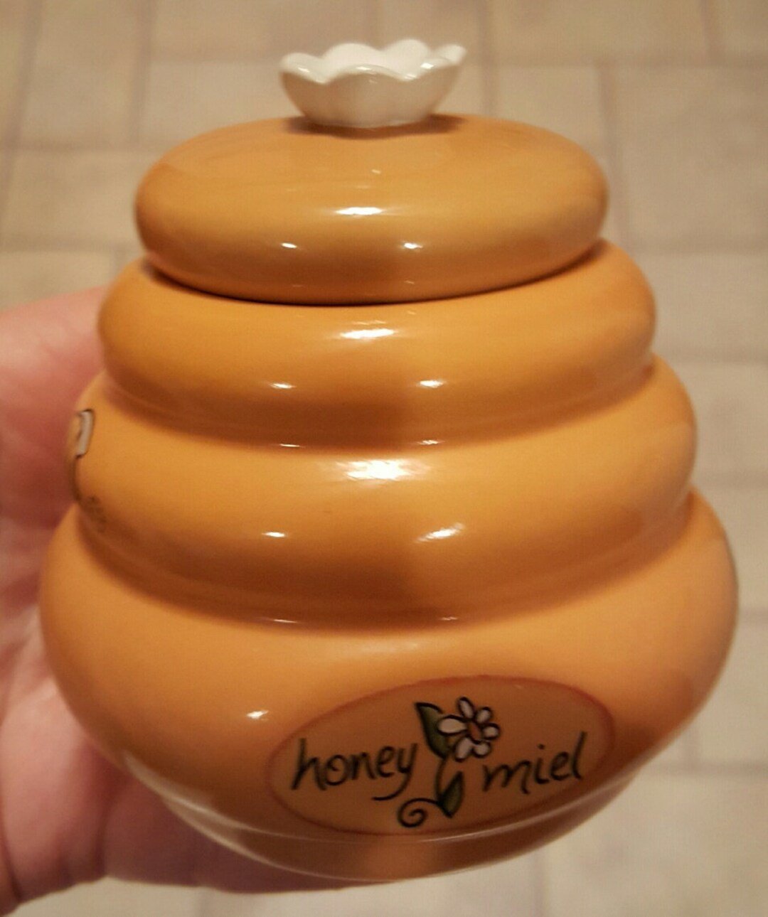 Porcelain Mini Honey Pot With Lid in Bumble Bee Motif "honey Miel" - Etsy