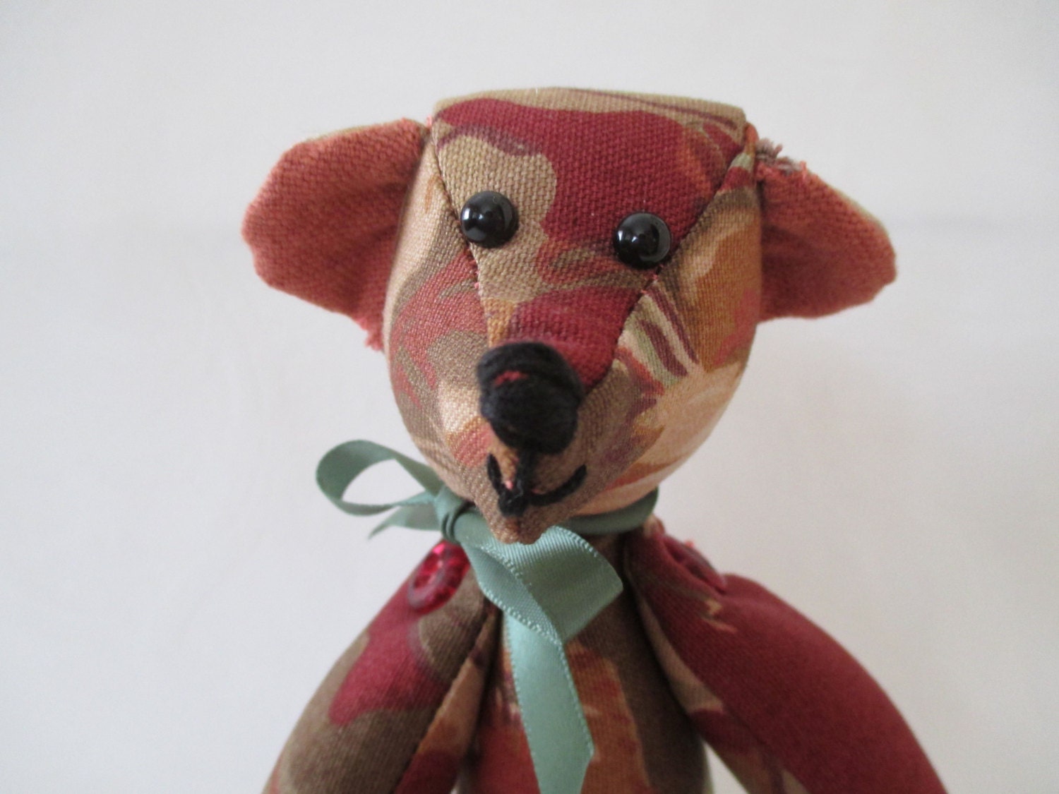 MAY a Happy Little Linen Floral Bear in Autumnal Tones. - Etsy
