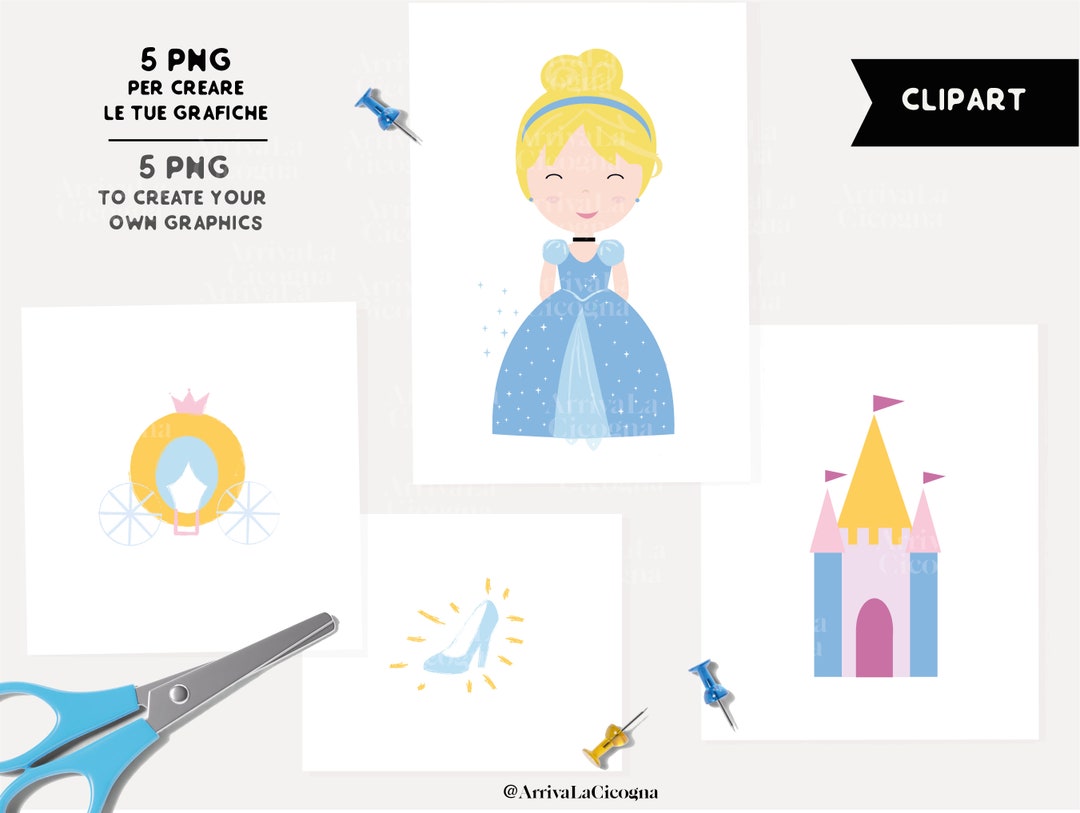 Cinderella Digital Clipart, Cinderella Artwork for Use on Party Kit ...