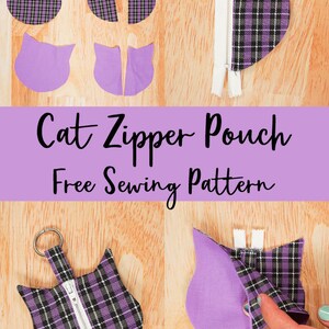 Cat Shaped Zipper Pouch Sewing Pattern and Tutorial - PDF Downloadable ...