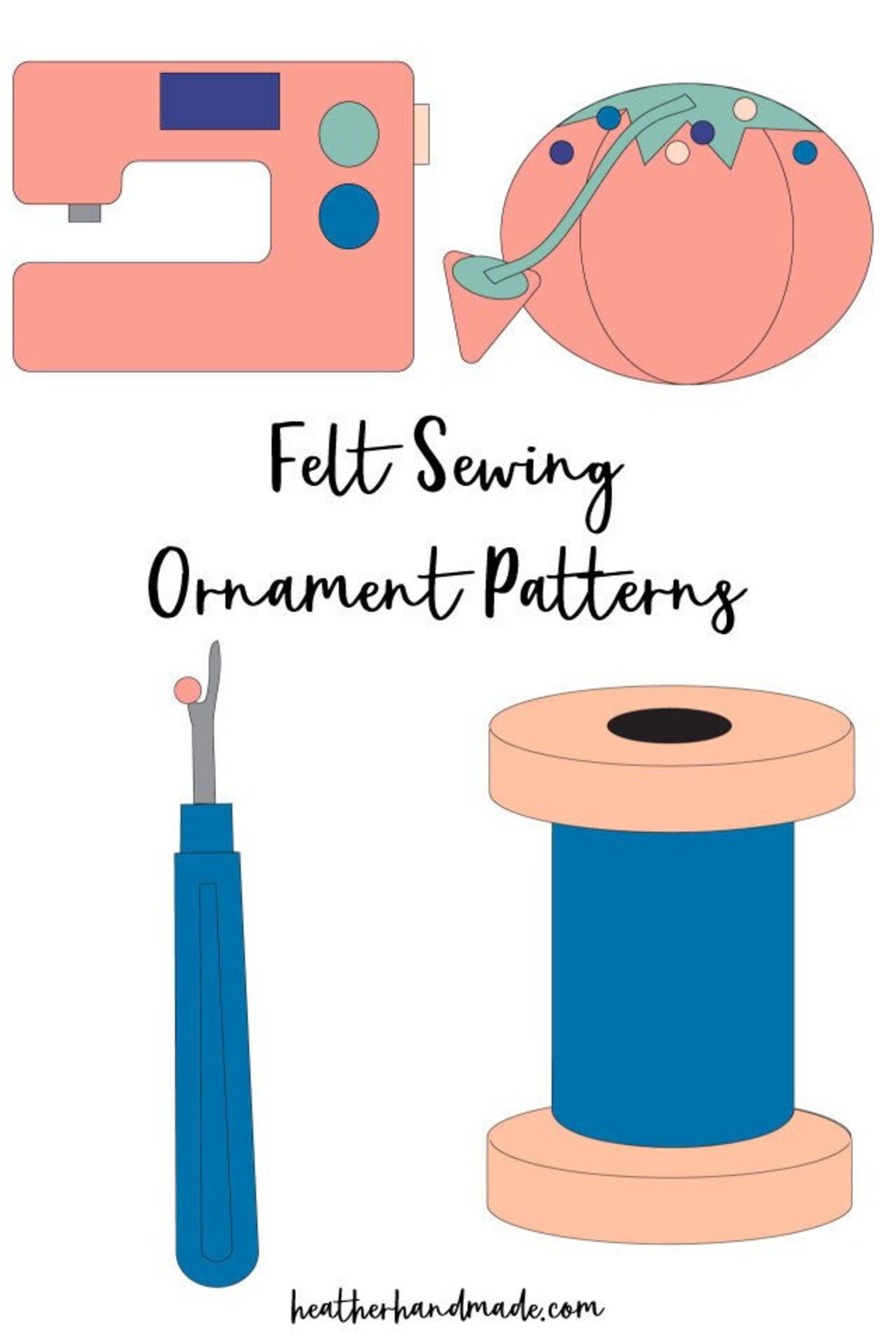 Sewing Themed Felt Ornament Patterns Downloadable PDF | Etsy