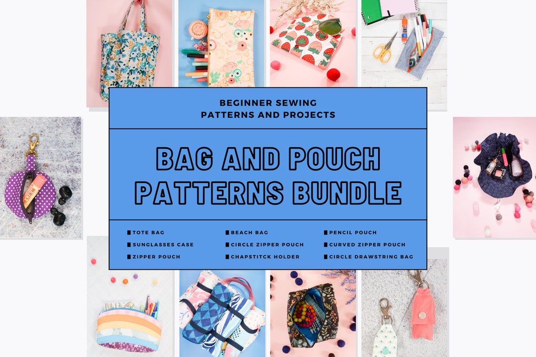 Bag Sewing Pattern Bundle: Beginner Tote & Pouch Projects (PDF Download ...